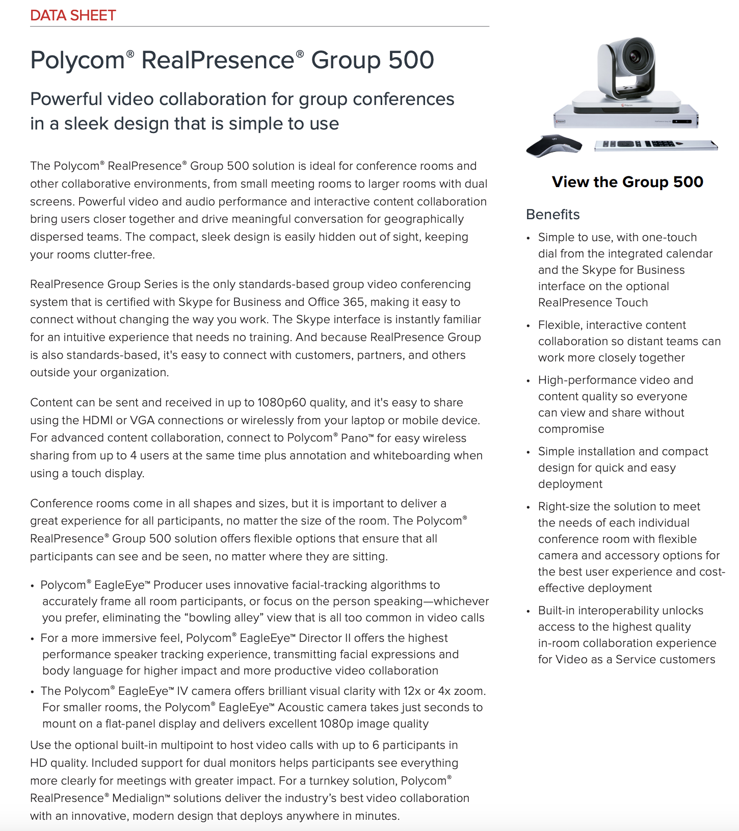 Polycom RealPresence Group 500 Video Conference Equipment 1080P ...